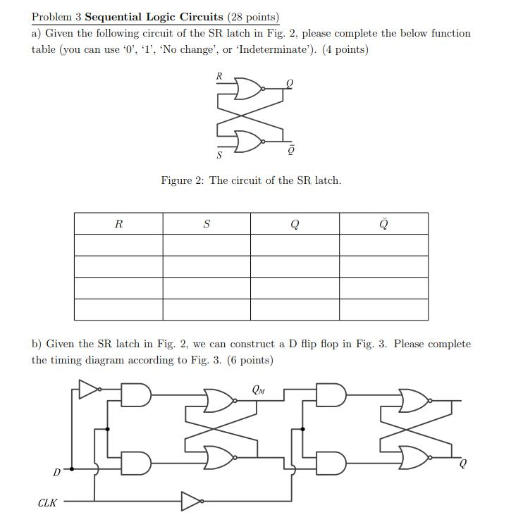 Problem 3 Sequential Logic Circuits (28 points) a) | Chegg.com