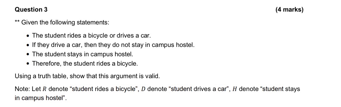 Solved Question 3 (4 marks) ** Given the following | Chegg.com