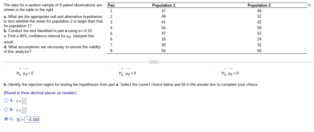 Solved The data for a random sample of 8 paired observations | Chegg.com