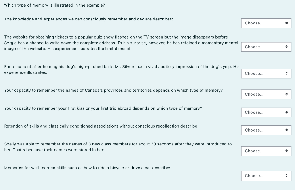 Solved Which type of memory is illustrated in the example? | Chegg.com