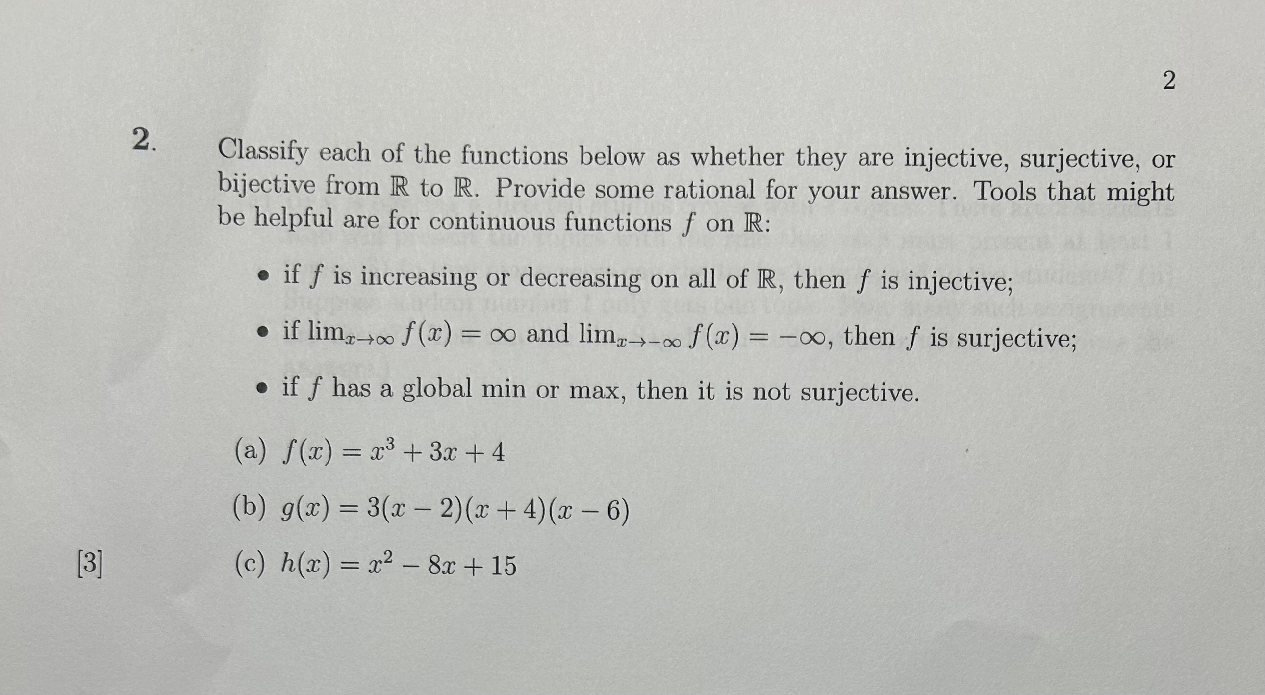 Solved Classify each of the functions below as whether they | Chegg.com