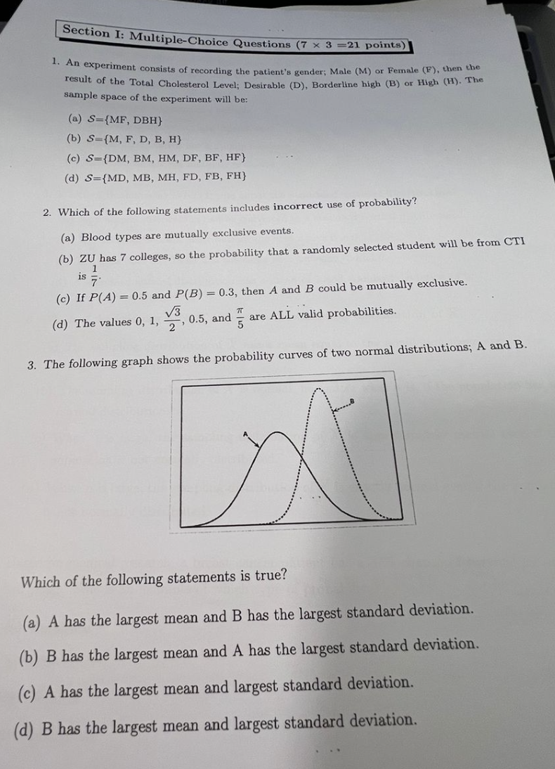 Solved 1. An experiment consists of recording the patient's | Chegg.com