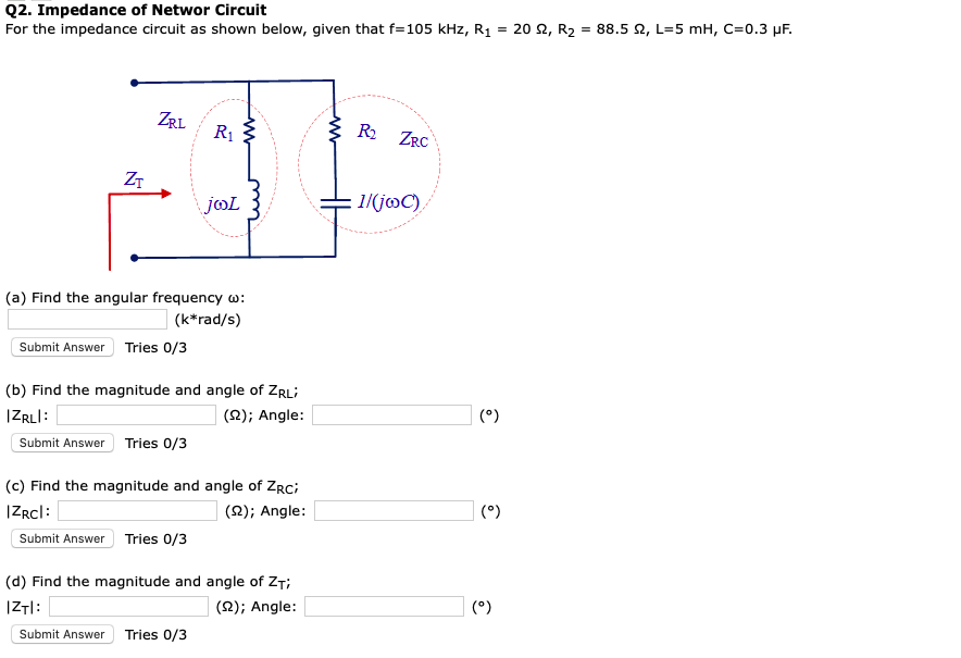 Solved Q2. Impedance of Networ Circuit For the impedance | Chegg.com
