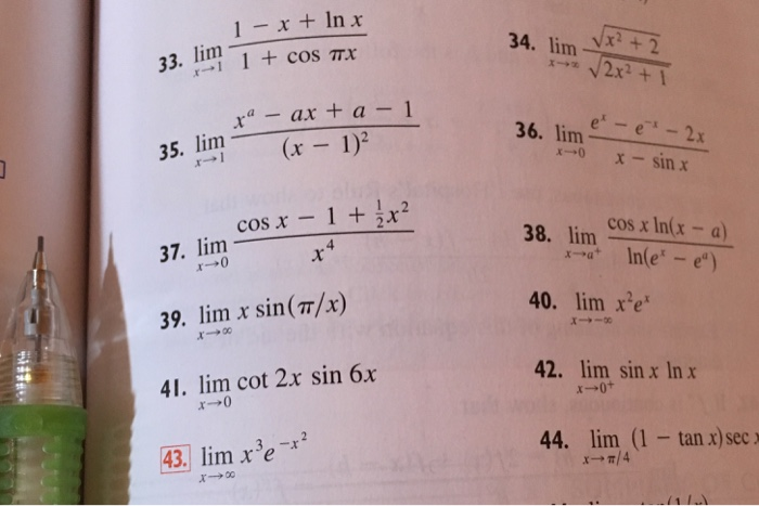 Solved 34. limV + 2 33. lim 1+cos TTX r-ax + a 1 36. lime-2 | Chegg.com