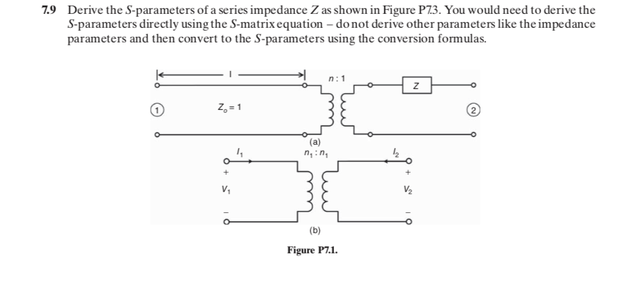Solved 7.9 Derive the S-parameters of a series impedance Z | Chegg.com