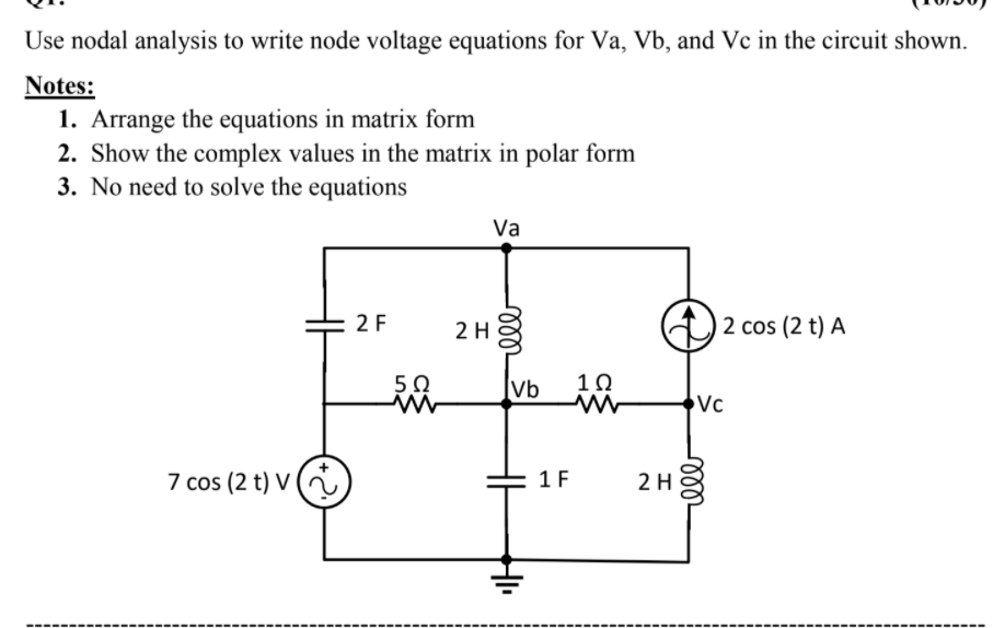 Solved Use nodal analysis to write node voltage equations | Chegg.com