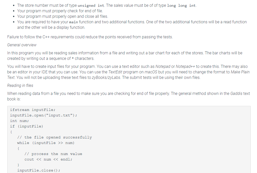 Solved • The store number must be of type unsigned int. The | Chegg.com