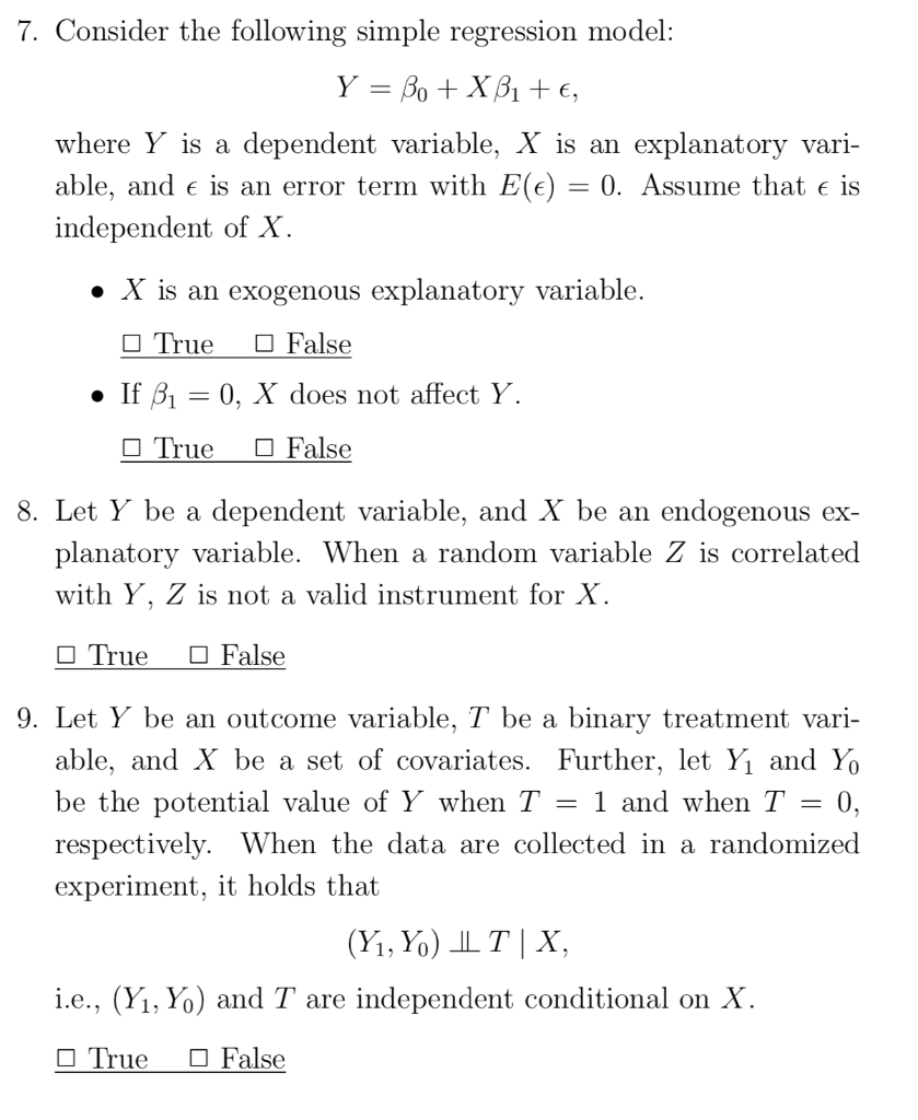 Solved Consider The Following Simple Regression Model Y 2690