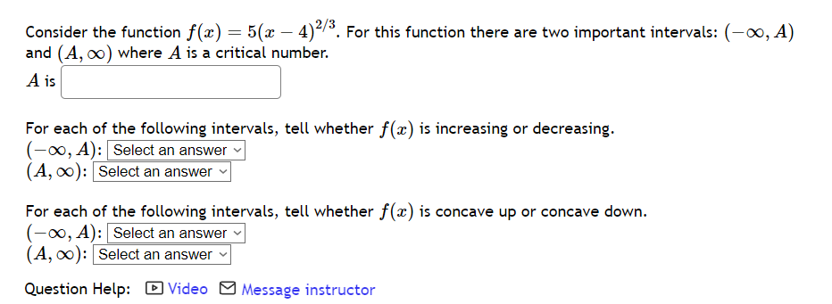 Solved Consider the function f(x)=5(x−4)2/3. For this | Chegg.com