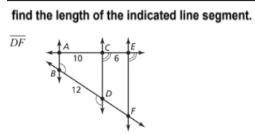 Solved find the length of the indicated line segment. DF 10 | Chegg.com