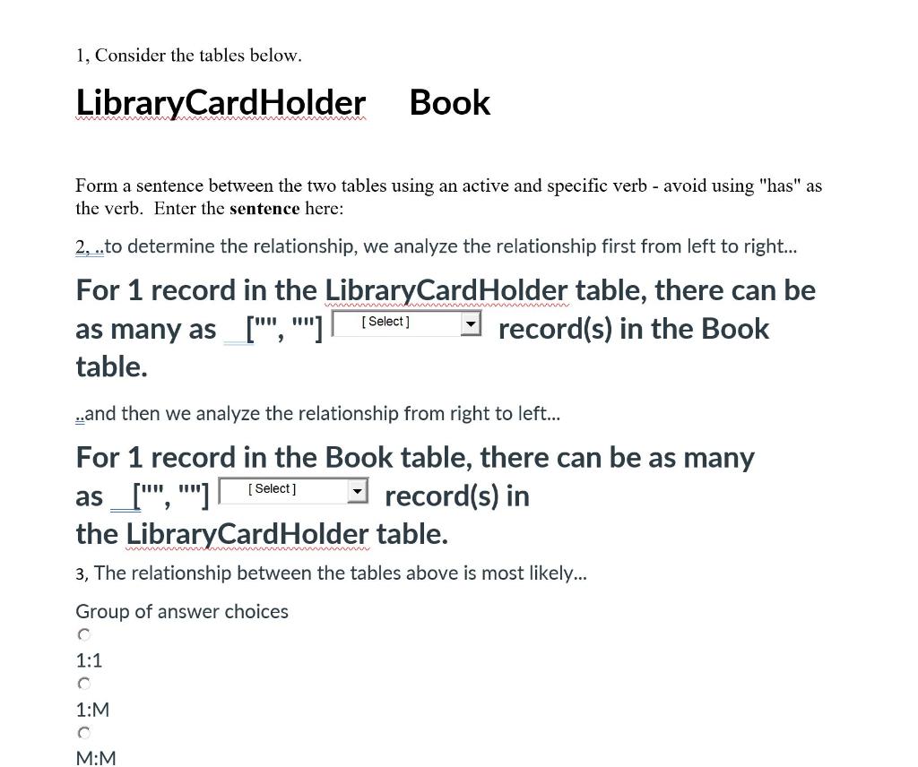 Solved Form a sentence between the two tables using an | Chegg.com