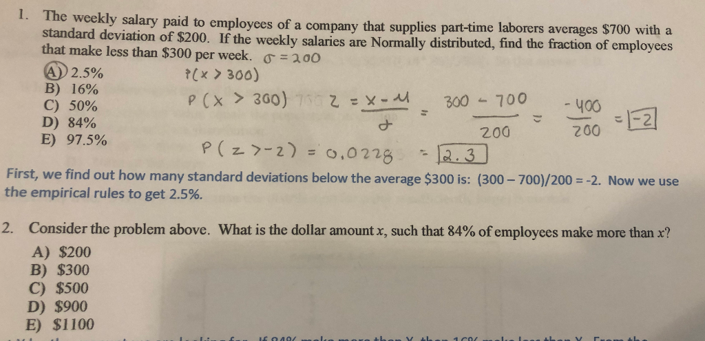 Solved I. The weekly salary paid to employees ofa company | Chegg.com