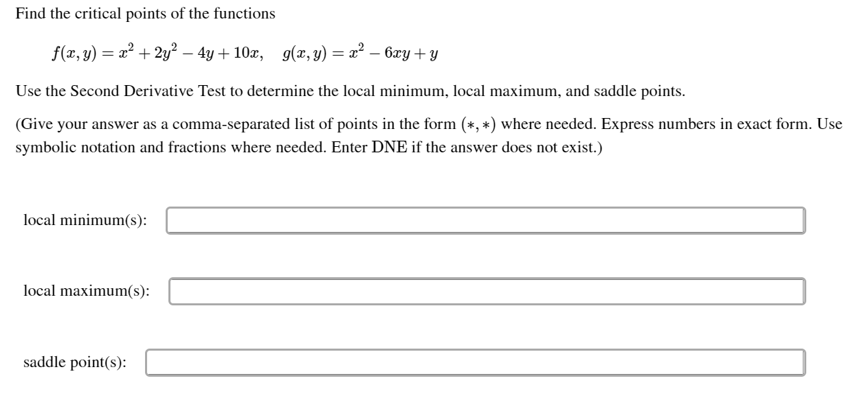 Solved Find the critical points of the functions f(x, y) = | Chegg.com