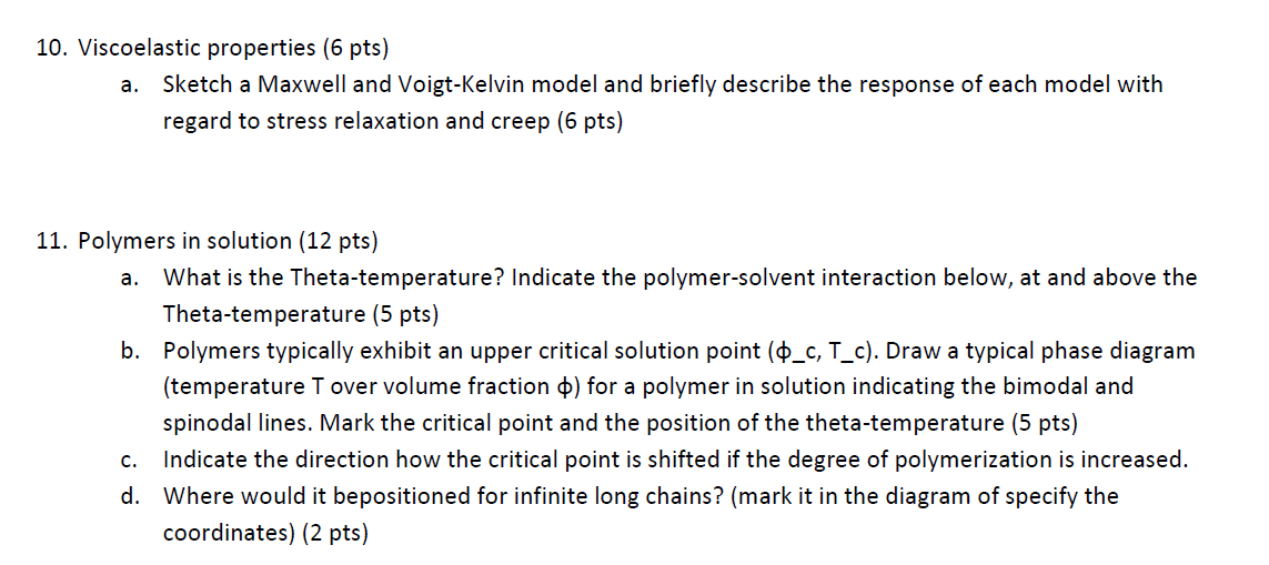 Solved 10. Viscoelastic properties ( 6 pts) a. Sketch a | Chegg.com
