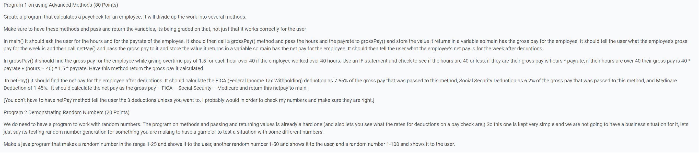 Solved Program 1 on using Advanced Methods ( 80 Points) | Chegg.com