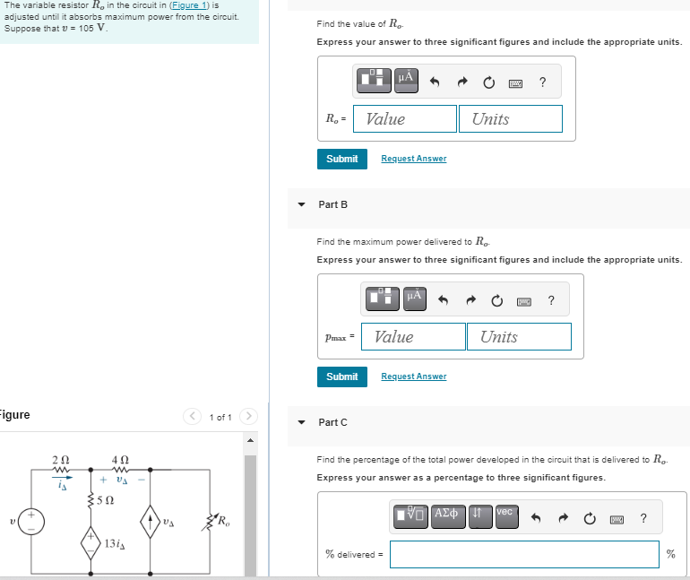 Solved The variable resistor Ro in the circuit in is | Chegg.com