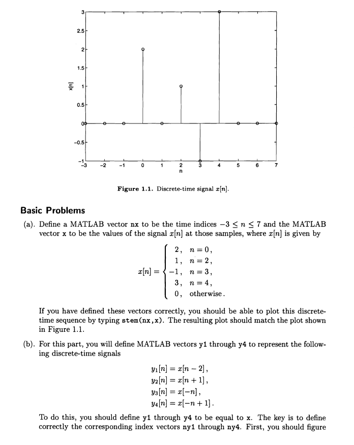 Solved 2.5 1.5 0.5 -0.5 -3 -21 Figure 1.1. Discrete-time | Chegg.com