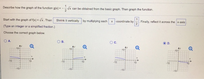 Solved Describe how the graph of the function g(x) = -1/2 | Chegg.com