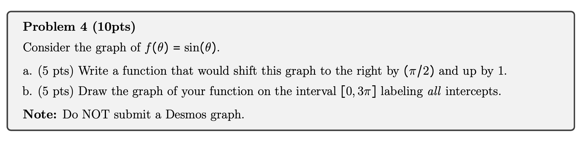 Solved Problem 4 10pts Consider The Graph Of Fθsinθ 