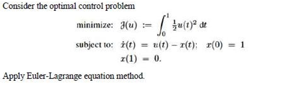 Solved Consider the optimal control problem minimize: 3(u) | Chegg.com