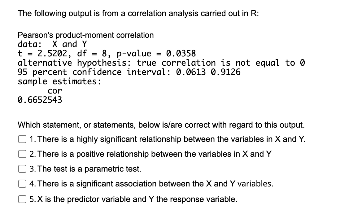 Solved The following output is from a correlation analysis | Chegg.com