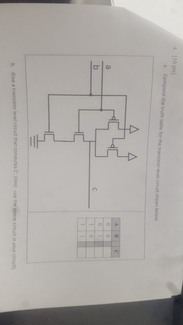 Solved 4 110 pts) a. Complete the truth table for the | Chegg.com