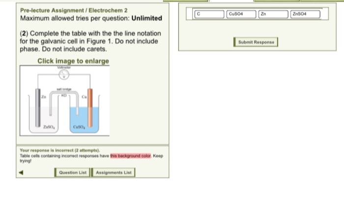 Solved Pre-lecture Assignment/Electrochem 2 Maximum allowed | Chegg.com
