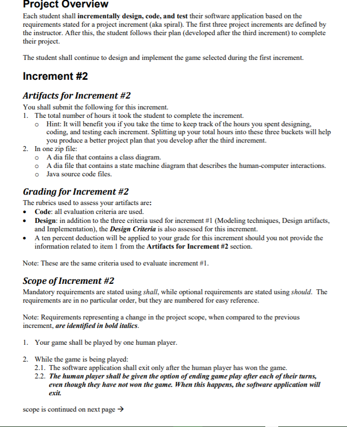 Solved Project Overview Each student shall incrementally | Chegg.com