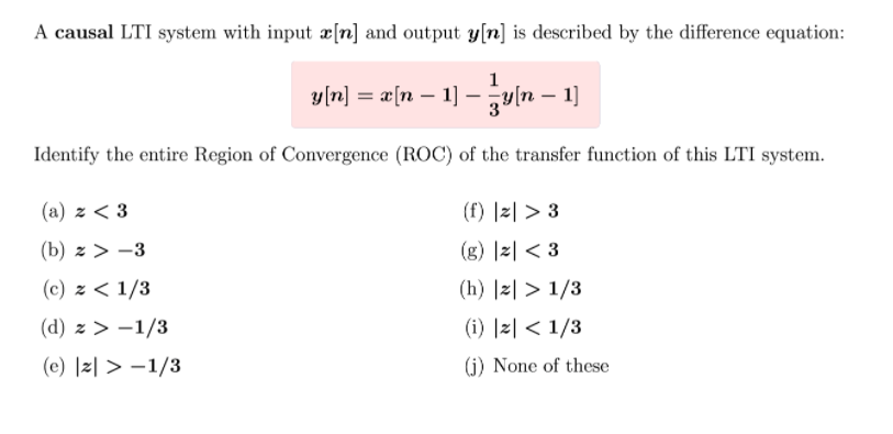 Solved A causal LTI system with input x[n] and output y[n] | Chegg.com