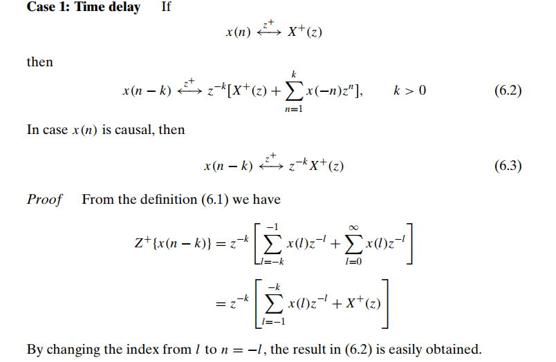 Solved Case 1: Time delay If x(n) z+X+(z) then | Chegg.com