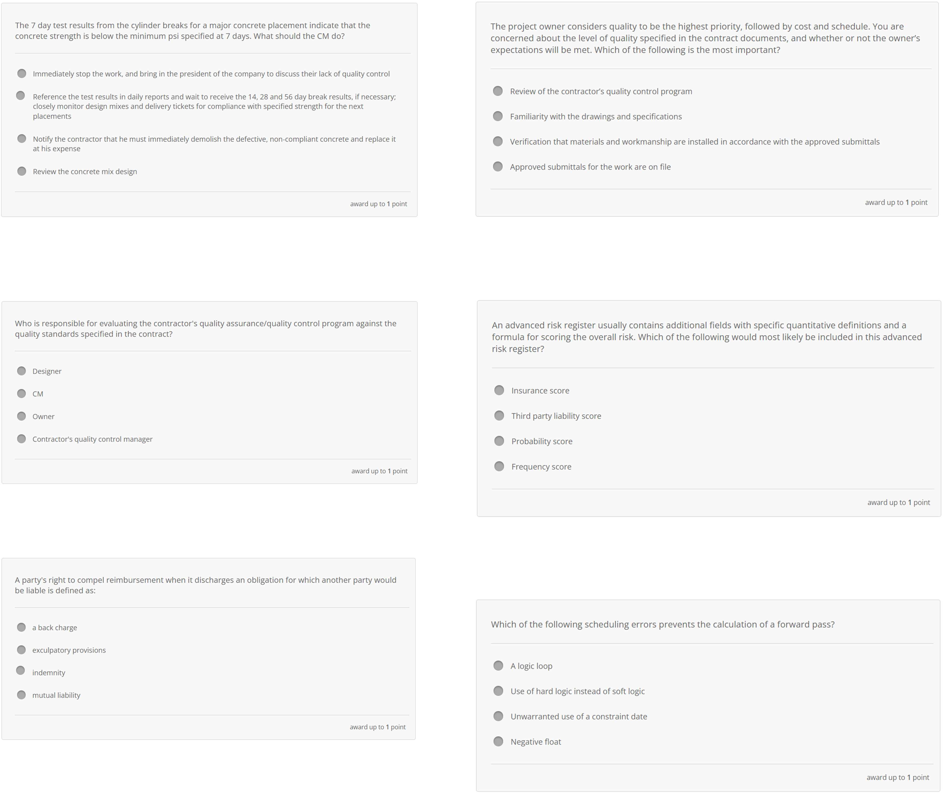 Construction Management Test Chegg