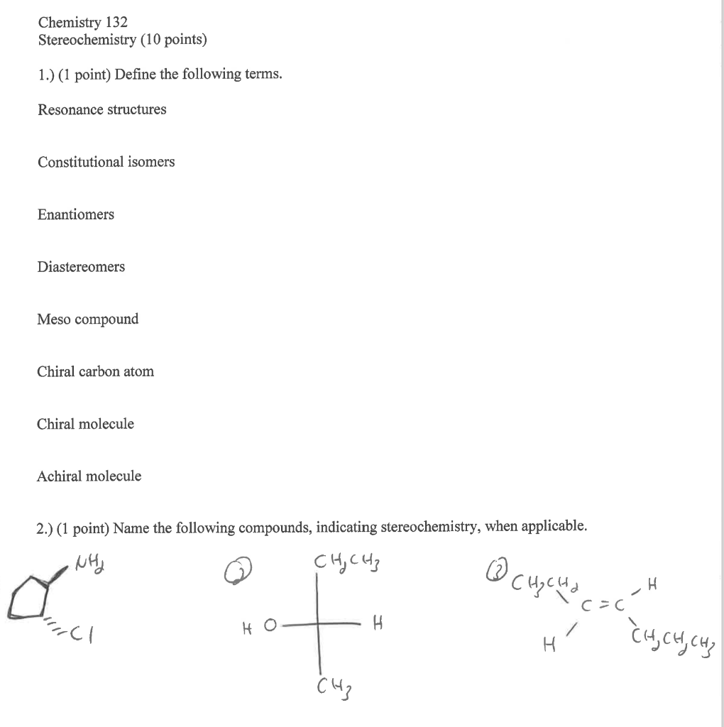 Solved 2.) (1 point) Name the following compounds, | Chegg.com