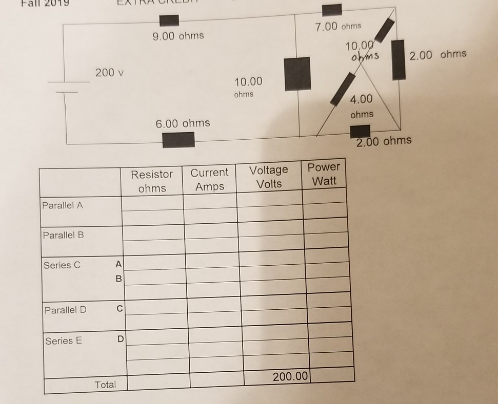Solved Resolve the resistor circuit for resistance, current, | Chegg.com