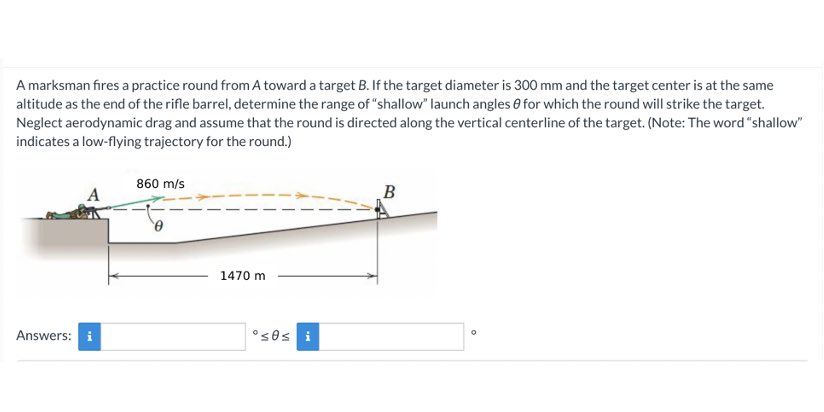 Solved A marksman fires a practice round from A toward a | Chegg.com