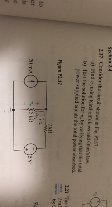 Solved 2.17 Consider the circuit shown in Fig, P2.17. a) | Chegg.com