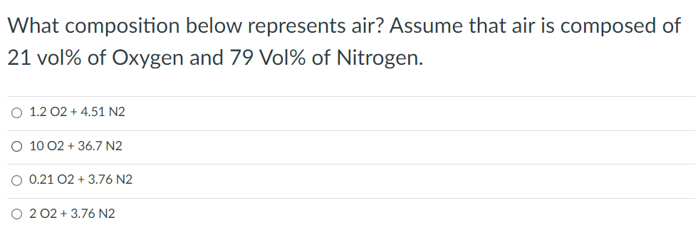 Solved What composition below represents air? Assume that | Chegg.com