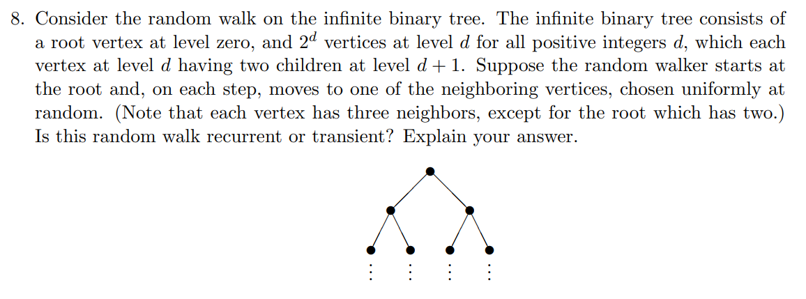 Solved 8. Consider the random walk on the infinite binary | Chegg.com