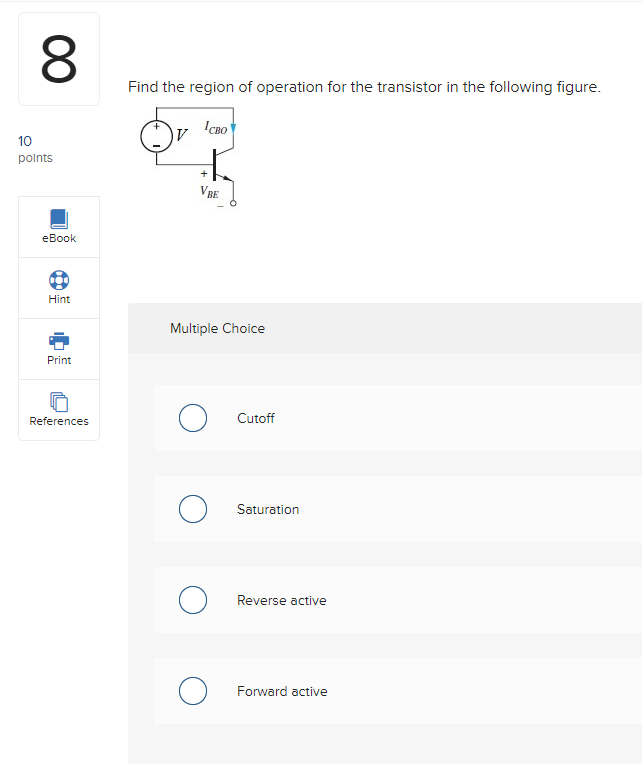 Solved Find the region of operation for the transistor in | Chegg.com