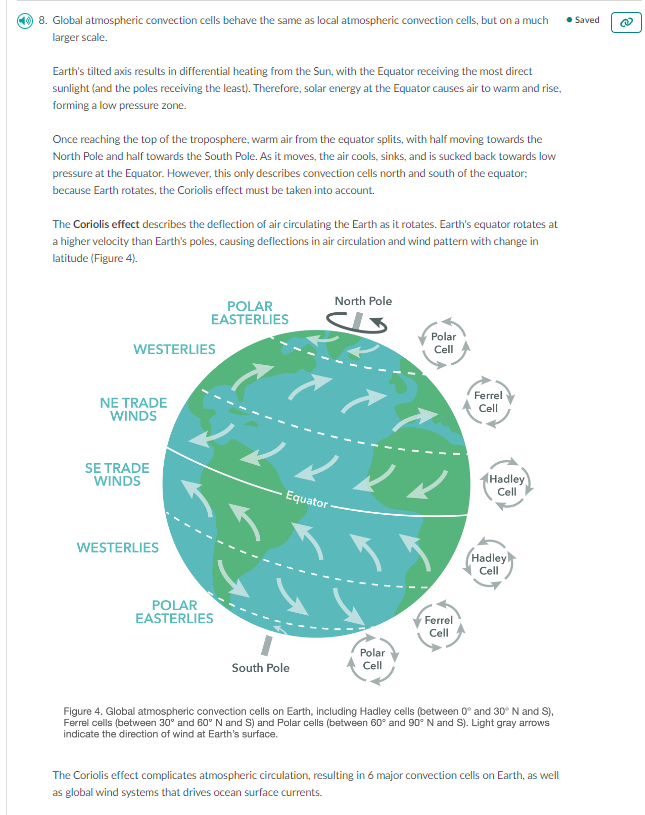 Solved 8. Global atmospheric convection cells behave the | Chegg.com