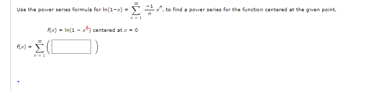 Solved Use the power series formula for ln(1−x)=∑n=1∞n−1xn, | Chegg.com