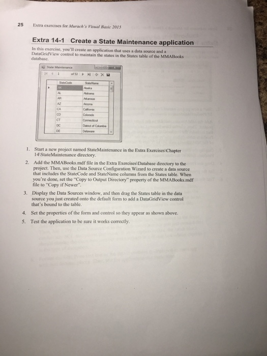 25 Extra cxercises for Murach's Visual Basic 2015 | Chegg.com