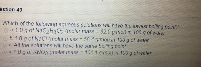 Solved Which of the following aqueous solutions will have | Chegg.com