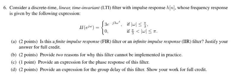 Solved 3e 13 6. Consider a discrete-time, linear, | Chegg.com