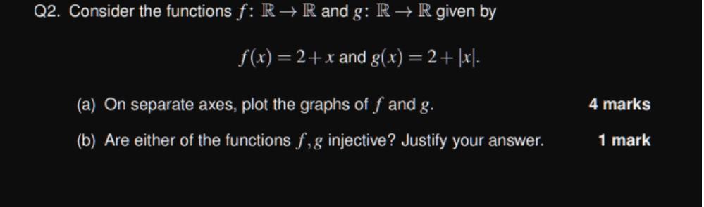 Solved Q2. Consider the functions f: R+R and g: R + R given | Chegg.com