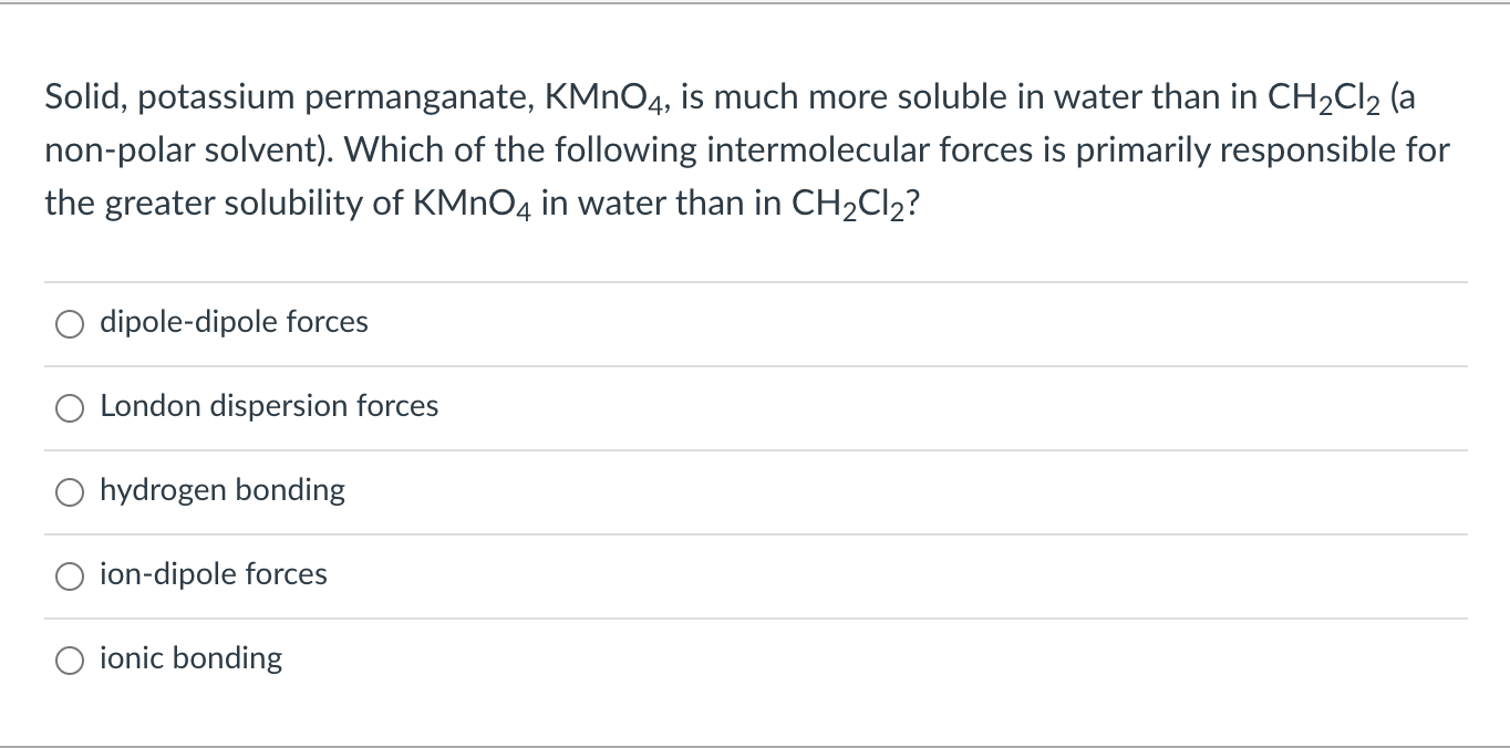 Solved Solid, potassium permanganate, KMnO4, is much more | Chegg.com