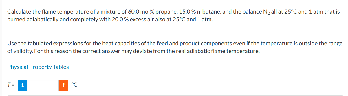 Calculate the flame temperature of ﻿a mixture | Chegg.com