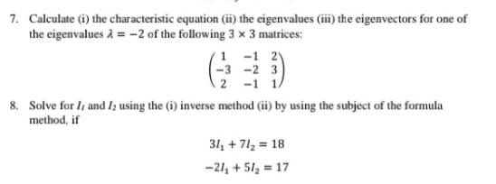 Solved Calculate (i) the characteristic equation (ii) the | Chegg.com