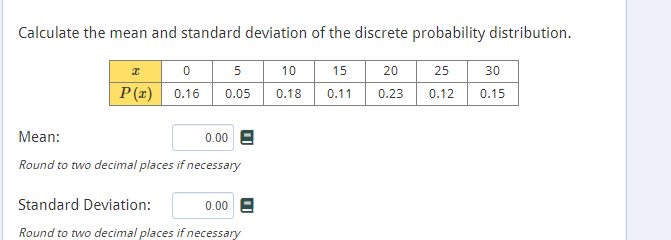 Solved Calculate the mean and standard deviation of the | Chegg.com