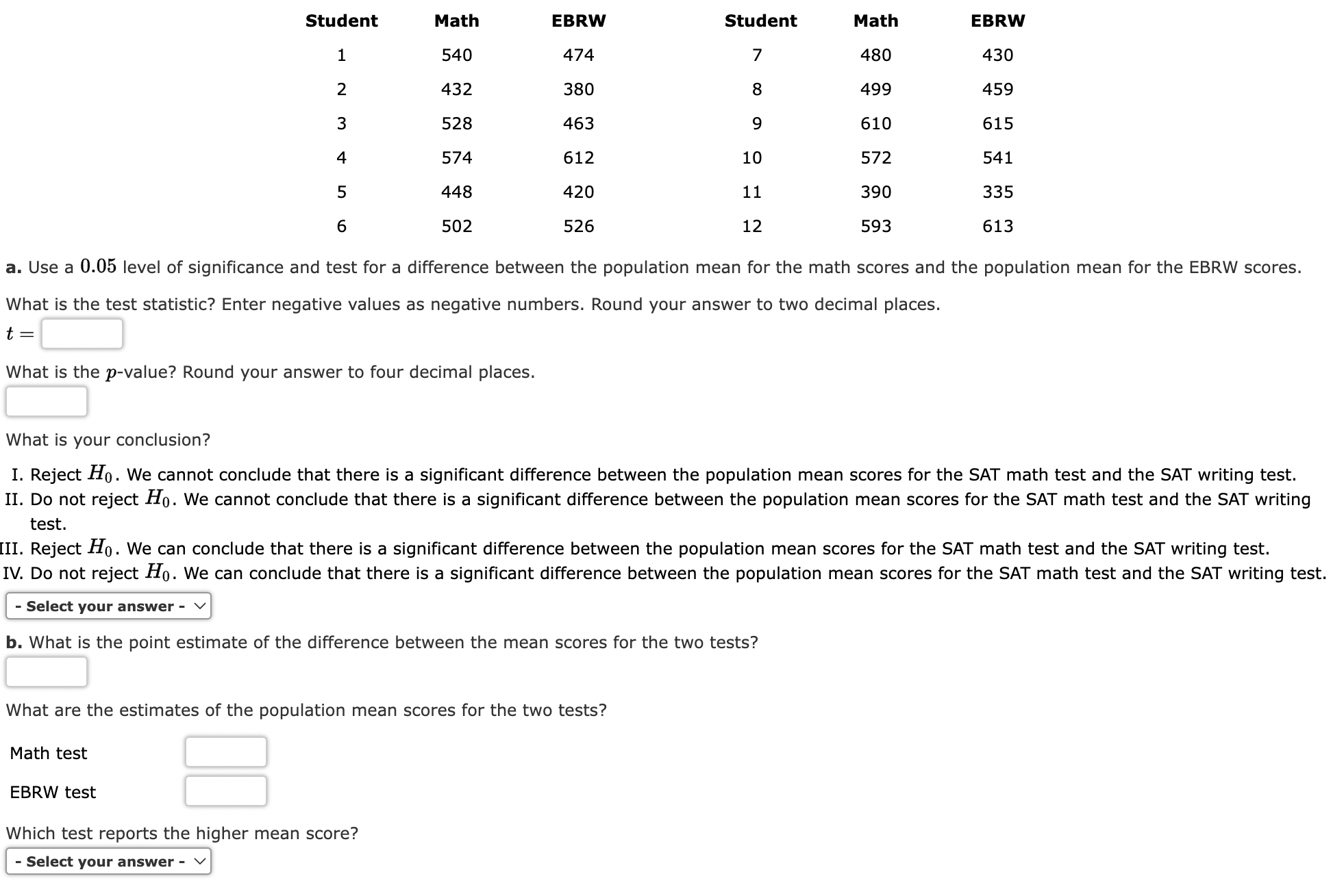 Solved What is the test statistic? Enter negative values as | Chegg.com