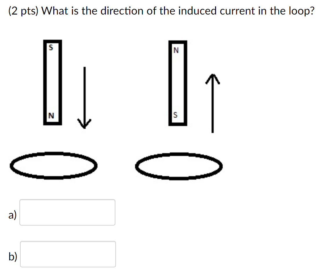 Solved (2 pts) What is the direction of the induced current | Chegg.com